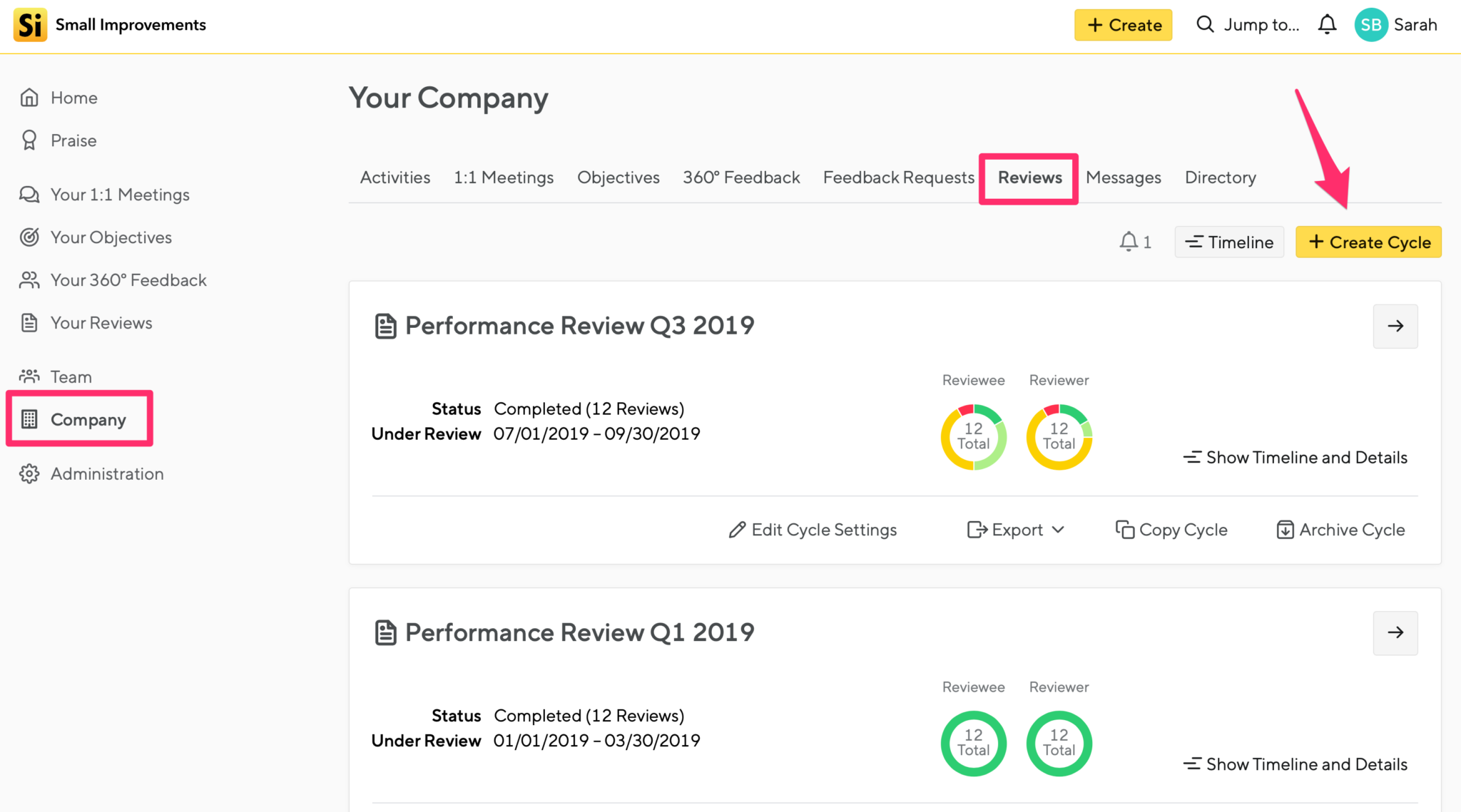 Creating a Performance Review Cycle - Small Improvements Help Center