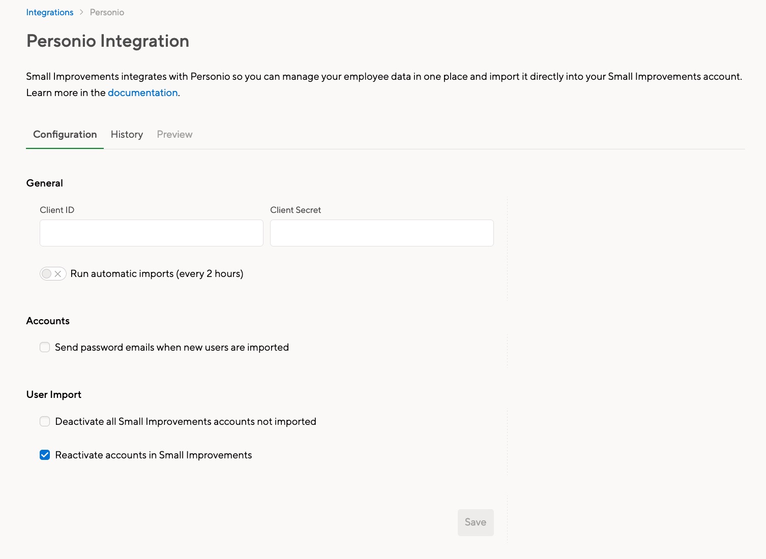 Personio integration - Small Improvements Help Center