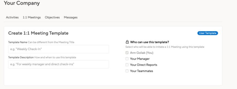 1:1 Meeting Templates - Small Improvements Help Center