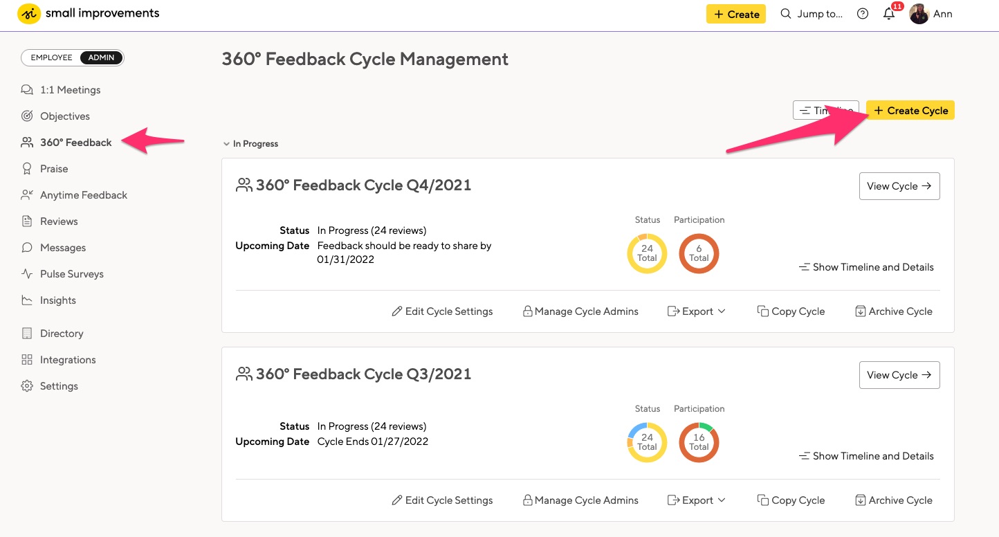 Setting up a 360º Feedback Cycle - Small Improvements Help Center