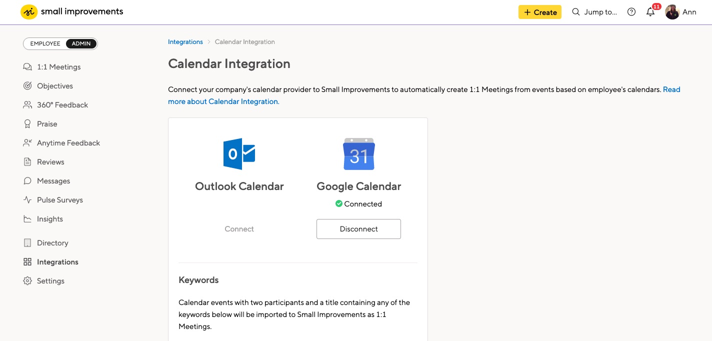 1:1 Meetings Calendar Integration: Administrative Walkthrough - Small ...