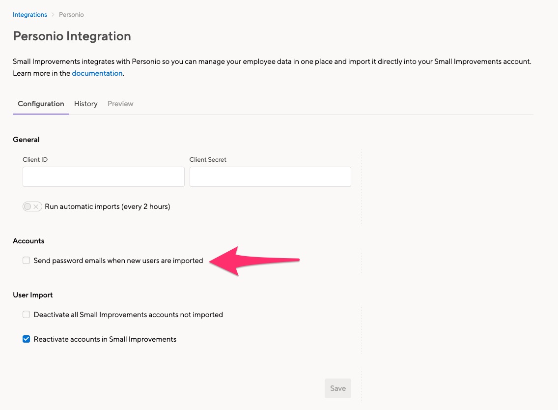 Personio integration - Small Improvements Help Center