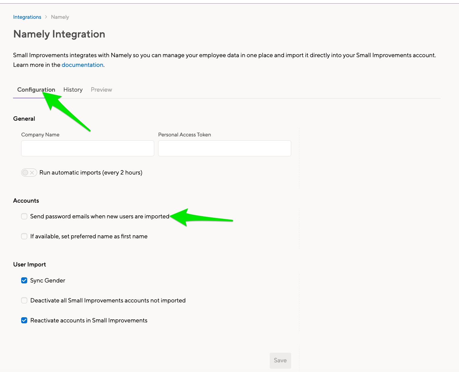 Namely integration - Small Improvements Help Center