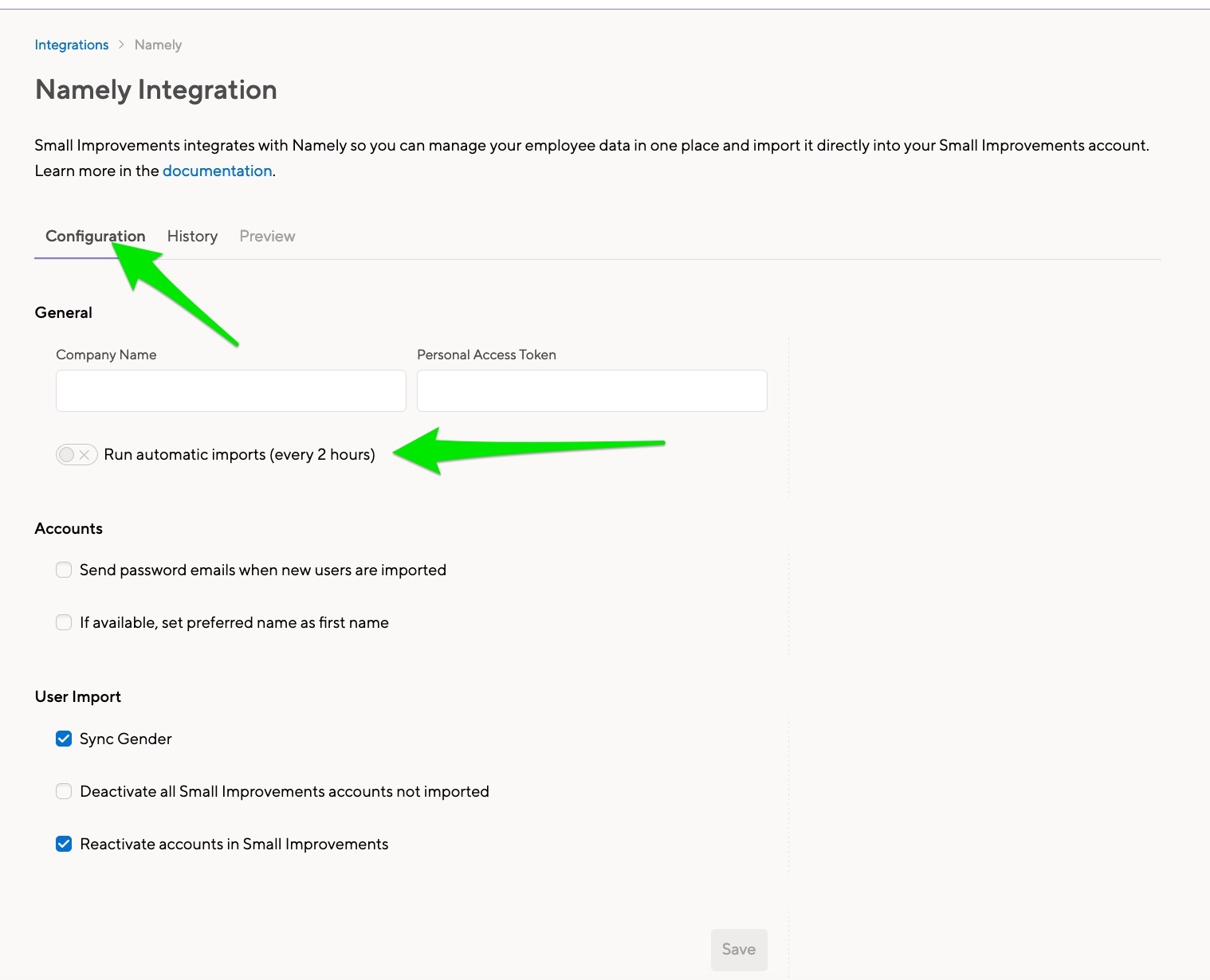 Namely integration - Small Improvements Help Center