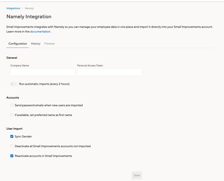 Namely integration - Small Improvements Help Center
