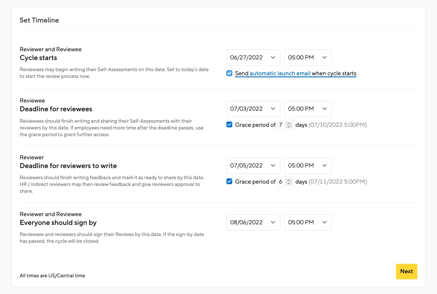 Creating a Performance Review Cycle - Small Improvements Help Center