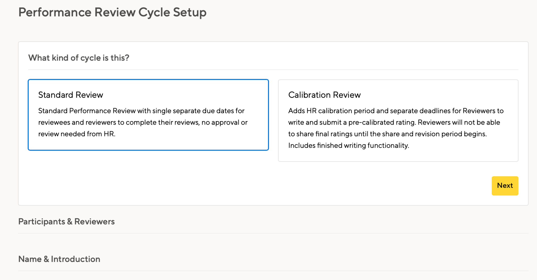 Creating a Performance Review Cycle - Small Improvements Help Center
