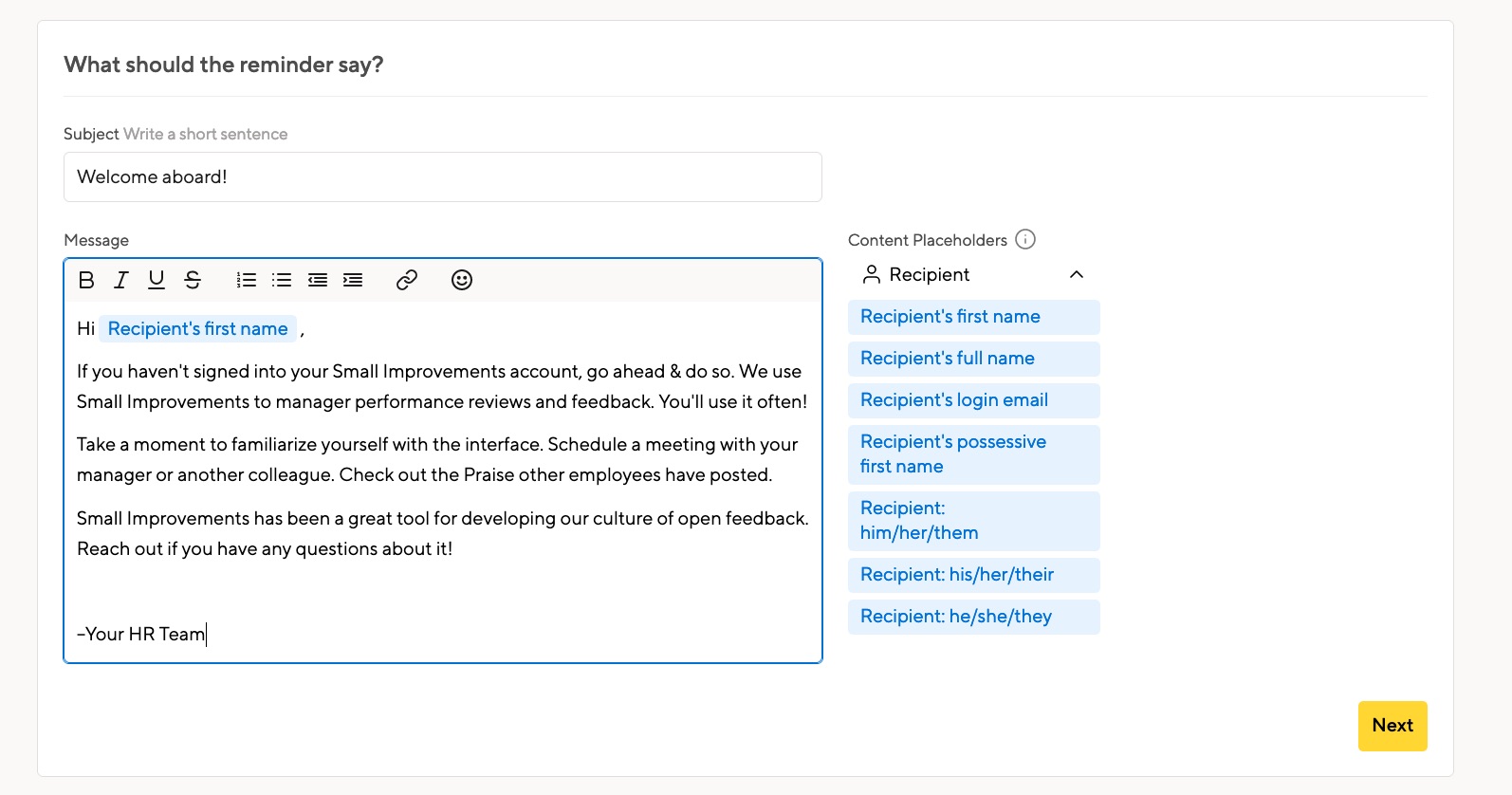 Automated Reminders (Beta) - Small Improvements Help Center